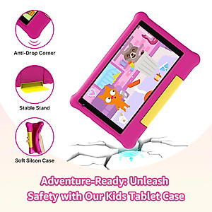 Maxsignage 7" Android 13 Kids Tablet, Ages 3-7 Tablet for Kids, Quad-Core, Shockproof Case & Stand, 32GB Storage, HD Display with 2MP Camera, Extended Battery, Parental Controls, Learning & Play