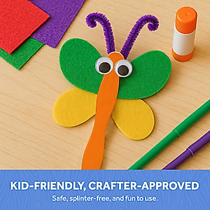 Wooden 8" Fan Handles, Wedding Programs, or Paint Mixing, Pack 100, Jumbo Craft Popsicle Sticks for Auction Bid Paddles, Wooden Wavy Flat Stems for Any DIY Crafting Supplies Kit, by Woodpeckers