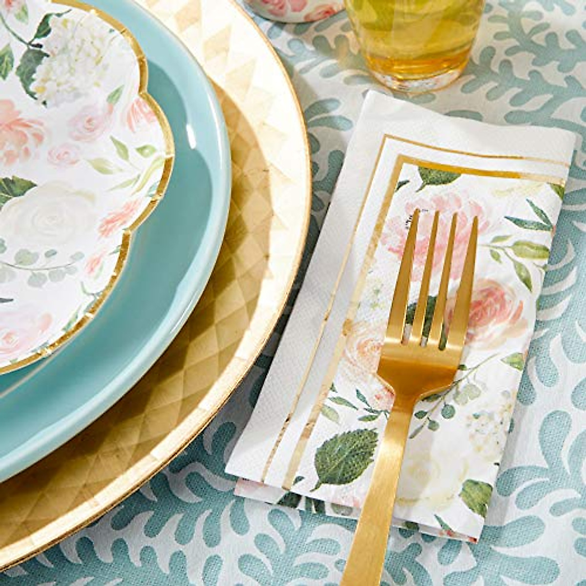 Kate Aspen Brunch Floral Decorative Paper Cocktail Napkins (Set of 30) Luncheon Serveware, 2 ply, Perfect for Bridal Showers