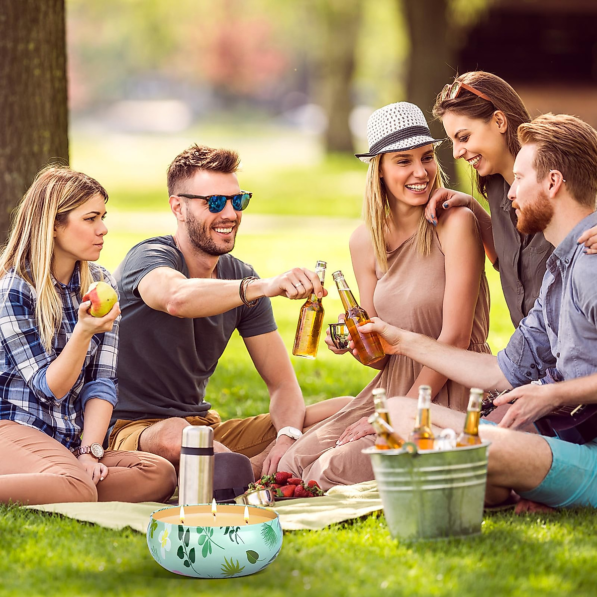 Citronella Candles Outdoor - Large 3 x 12oz Scented Candles, 3-Wick Natural Soy Wax Citronella Candles 240 Hours Long Lasting Burning for Home Patio Garden Camping Backyard, Summer Candle Gift