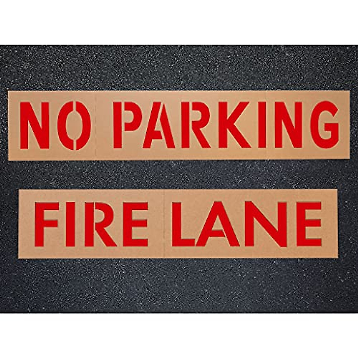 APS 12" FIRE LANE NO PARKING Stencil for Parking Lot | Parking Lot Stencils for Painting | Reusable No Parking Fire Lane Pavement Stencils for Parking Lot Markings | Made in USA w/Recycled Cardboard