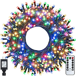 Ollny Christmas Lights 400LED 132FT, Plug-in Outside Tree Lights with Timer and 8 Modes, Remote Control Waterproof Dimmable Outdoor String Lights for House Yard Patio Xmas Decorations (Multicolored)