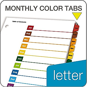 Cardinal OneStep Binder Dividers, 12-Tab Monthly, Customizable Table of Contents, Reversible Multicolor Tabs, 1 Set (60318CB)