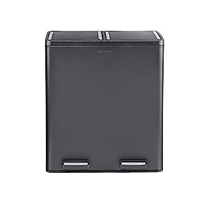 The Step N' Sort 18.5 Gallon Extra Large Capacity, Soft-Step, Dual Trash and Recycling Bin with Removable Inner Bins Black (900702B)