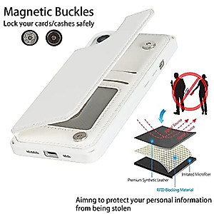 Cavor for iPhone 13 Wallet Case for Women Men,iPhone 13 Case with Card Holder,Phone Cases for iPhone 13 with Stand & Strap，Leather Credit Card Holders Shockproof Protective Cover-White