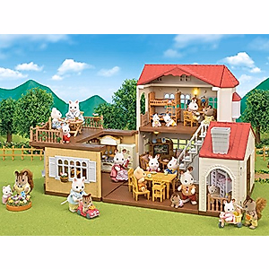Calico Critters Red Roof Country Home - Dollhouse Playset with Figures, Furniture and Accessories for Ages 3+