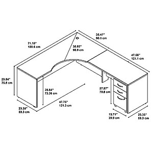 Bush Business Furniture Series C 72W Right Handed Corner Desk with 48W Return and Mobile File Cabinet in Hansen Cherry