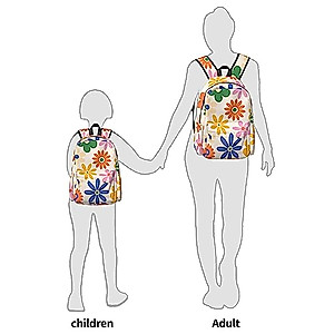 Delerain 17 Inch Backpack 70s Daisy Flowers Laptop Backpack School Bookbag Shoulder Bag Casual Daypack For School/Camping/Hiking/Picnic/Beach/Travel