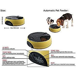 ZZK Automatic pet Feeding Bowl 6 cat Meal time quantitative Feeder Dogs, Cats and Dogs Intelligent Automatic Drink Cups LCD Display,B