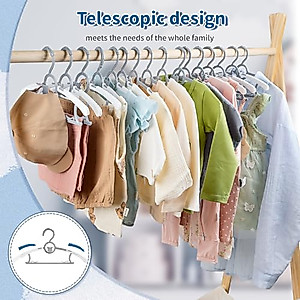 PIGLOG Baby Hangers 100 Pack Extendable Adjustable Kids Hangers, 11-14 Inches Non-Slip Plastic Toddler Hangers for Baby Kid Kids Children Infant Child,Stackable Kid Hangers for Closet Grey Bear