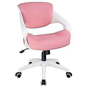 BOJUZIJA Ergonomic Office Computer Desk Kid Study Chair Waist Support Function Swivel 360° for Home&Office (Pink)