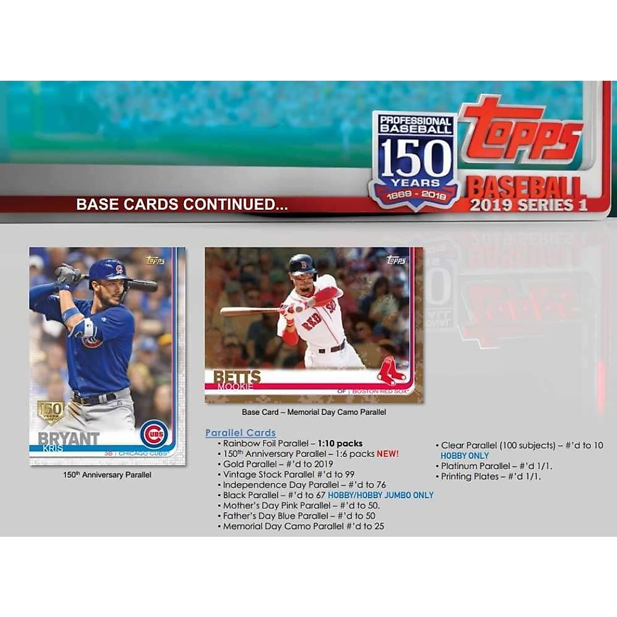 Topps 2019 Baseball Series 1 Trading Cards Relic Value Box (Retail Edition)