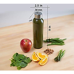 Epica 18-Oz. Glass Beverage Bottles, Set of 6 (Beverage Glasses + Carrying Loop Caps)