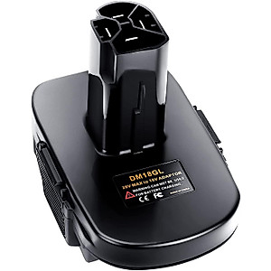 Lilocaja DM18GL Battery Adapter for Craftsman C3 19.2V Cordless Tools, Converts Dewalt 20V Li-ion or Milwaukee M18 18V Li-ion Battery to Craftsman 19.2V Li-ion & Ni-Cd Battery, with USB Port