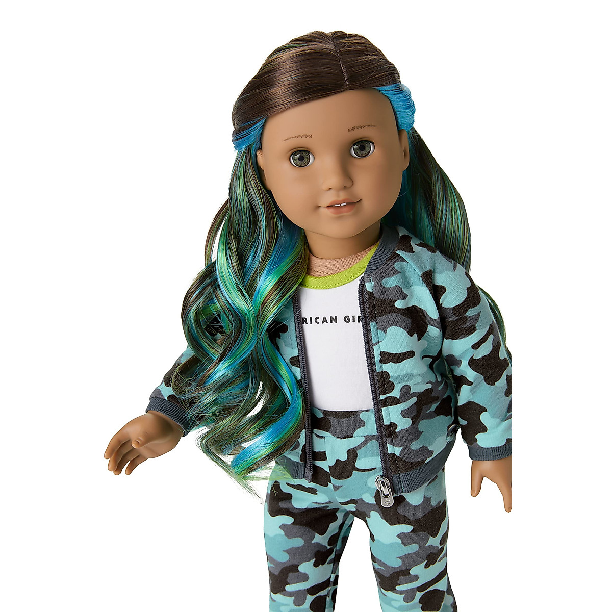 American Girl Truly Me 18-inch Doll #89 with Hazel Eyes, Brown Hair w/Highlights, and Tan Skin in Camo Outfit, For Ages 6+