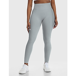 YEOREO Amplify Leggings for Women Seamless Scrunch Leggings Butt Lifting Gym High Waisted Athletic Leggings Light Grey