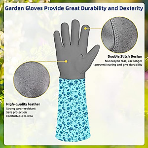 Long Gardening Gloves for Women Thorn Proof, Comfortable Soft Leather Garden Gloves for Gardening, Cleaning, Digging
