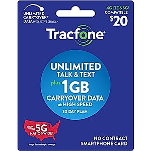 TracFone $20 Unlimited Talk, Text, 1GB Data 30–Day Plan