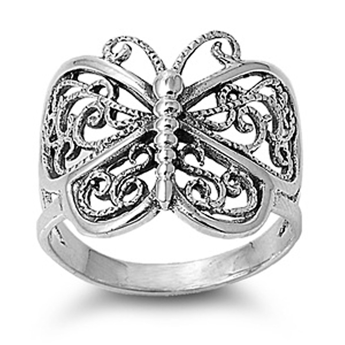 Sterling Silver Women's Butterfly Cute Ring Wholesale 925 Band 19mm Size 7