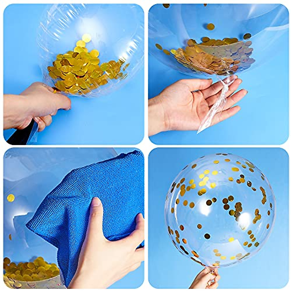 30 Pieces 24 Inch Jumbo Bubble Gold Confetti Balloons Including 10 Bobo Balloons with 10 Bags Gold Confetti and 10 Shiny Gold Tassels for Wedding Birthday Party Anniversary Christmas Decorations