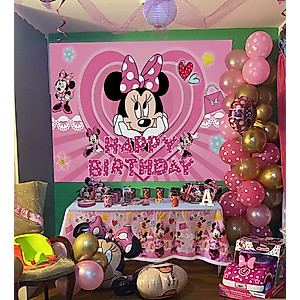 5x3ft Pink Mouse Party Supplies Photography Backdrop Princess Girls Birthday Background 1st 2nd 3rd Decoration for Kids Baby Shower Banner Photo Studio Props