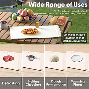 Food Warming mat, Full Surface Heating Electric Warming Tray for buffets Party, Premium Silicone Nano-Material Food Warmers for Parties with 3 Temperature Settings, 2-6 Hours Auto Shut-Off, White