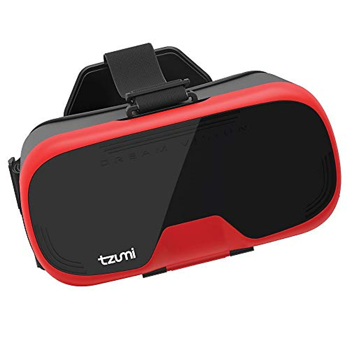 Tzumi Dream Vision Virtual Reality Smartphone Headset, Retracteable Built-in Ear Buds,fits all phones up to 6 inch, 360 Video Capability, Lightweight with high durability, Works with all VR apps. Red