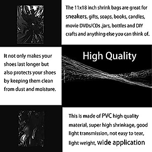 LZAOA Shrink Wrap Bags,50Pcs 10x16Inches Sneaker Heat Shrink for Basketball shoe Collector,Gift,Candles Movie DVDs/CDs Jars Bottles and DIY Crafts