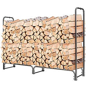 Goplus 6FT Firewood Rack Outdoor with Cover, Heavy Duty Firewood Log Holder, Waterproof Weather Resistant Fire Wood Rack Storage Stacker, Steel Tubular Log Stand for Fireplace, Patio, Courtyard