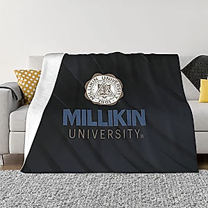 Millikin University Logo Flannel Throw Blanket, 60x50 Inches Soft Blanket for Couch, Cozy, Warm ，All Season.