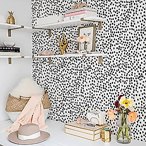 Jeweluck Black and White Wallpaper Peel and Stick Wallpaper Dot Contact Paper 17.7inch×118.1inch Modern Black Contact Paper Peel and Stick Polka Dot Wallpaper Removable Wallpaper for Bathroom Vinyl