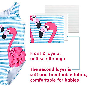 Baby Girl One Piece Swimsuit Swimwear Toddler Kid Flamingo Bikini Bathing Suit Sunsuit Rash Guard M