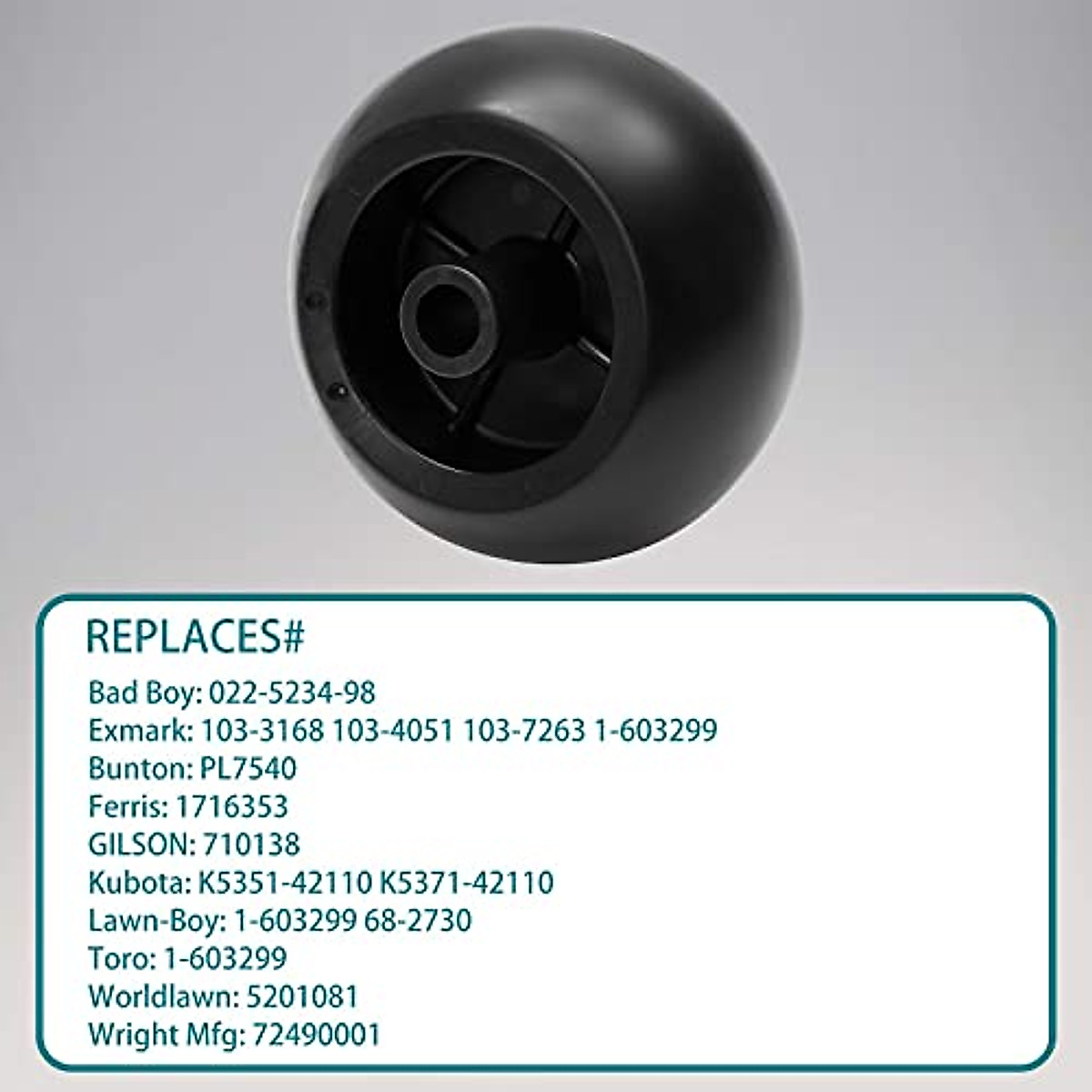 Mower Anti Scalp Deck Wheel Kit Set of 4 Replacement for Bad Boy 022-5234-98 Exmark 103-4051 103-7263 & Many Bore 5/8" Wheel Size