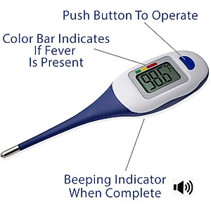 Apex Large Face LCD Fast Read Digital Thermometer for Adults and Children - Instant Read Thermometer for Fever Detection with Quick 10 Second Read Time (Packaging May Vary) (Pack of 2)