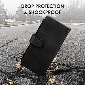 ZIULQIK for Samsung Galaxy Z Fold 5 Case, PU Leather Z Fold 5 Wallet Cases with S Pen Holder & Wrist Crossbody Strap & Card Holder Black