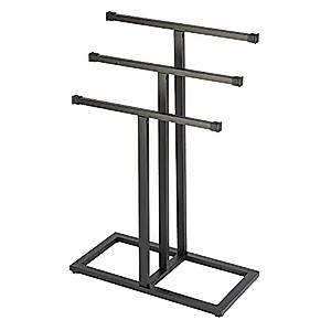 3 Tier Towel Rack Holder Free Standing Towel Hanging and Drying Rack Bath Towel Storage Organizer Solution for Bathroom Hotel Restroom Beach Swimming Pool (Metal)