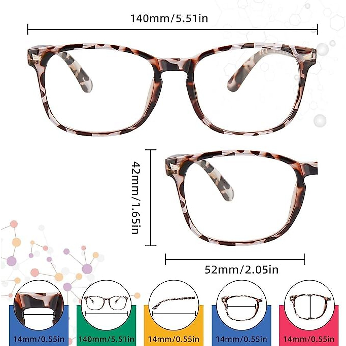 WINTOO Anti Blue Light Glasses for Women Men -5 Pair Blue Light Blocking Glasses, UV400 Anti-Glare Computer Glasses Women, Blue Light Reading Glasses for Women for Gaming TV Phone Screen Square Frame