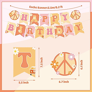 19 Pcs Groovy Party Decorations Include Boho Happy Birthday Banner Hippie Hanging Swirls Retro Boho Honeycomb Centerpieces for Two Groovy Baby Shower Birthday Party Supplies