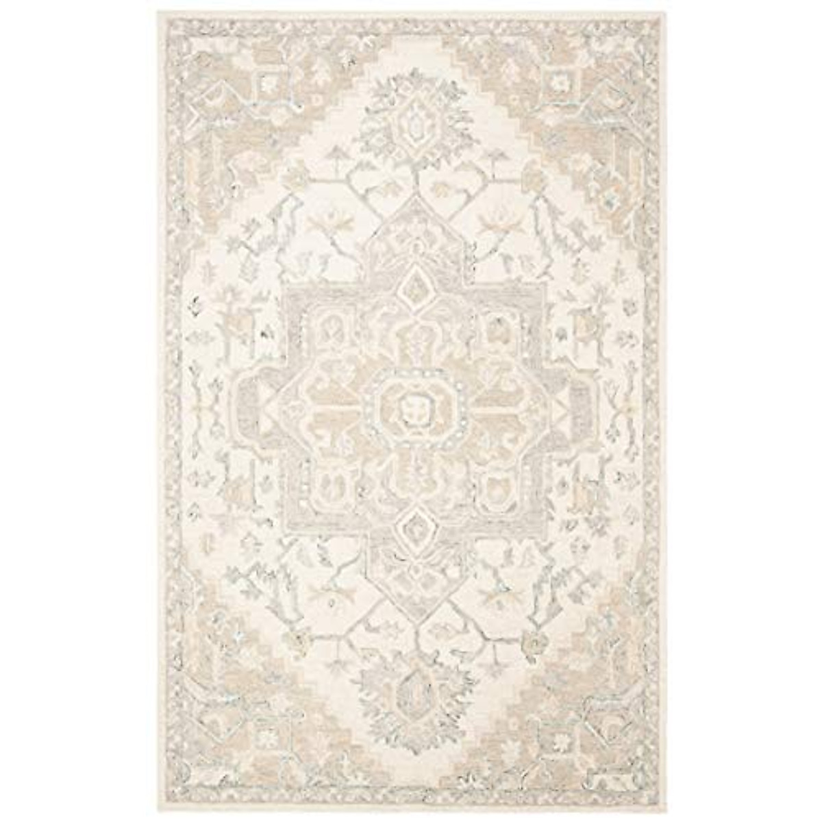 Safavieh Micro-Loop Collection 6' x 9' IvoryBeige MLP503B Handmade Shabby Chic Medallion Premium Wool Living Room Dining Bedroom Area Rug
