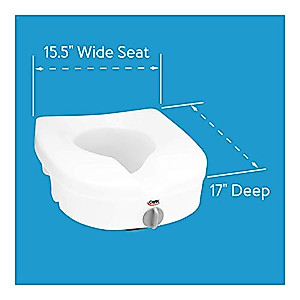 Carex E-Z Lock Raised Toilet Seat, 5 Inch Height, Toilet Seat Riser For Elderly and Handicap, Round Or Elongated Toilets, Elevated Toilet Seat and Toilet Riser For Seniors, Handicapped