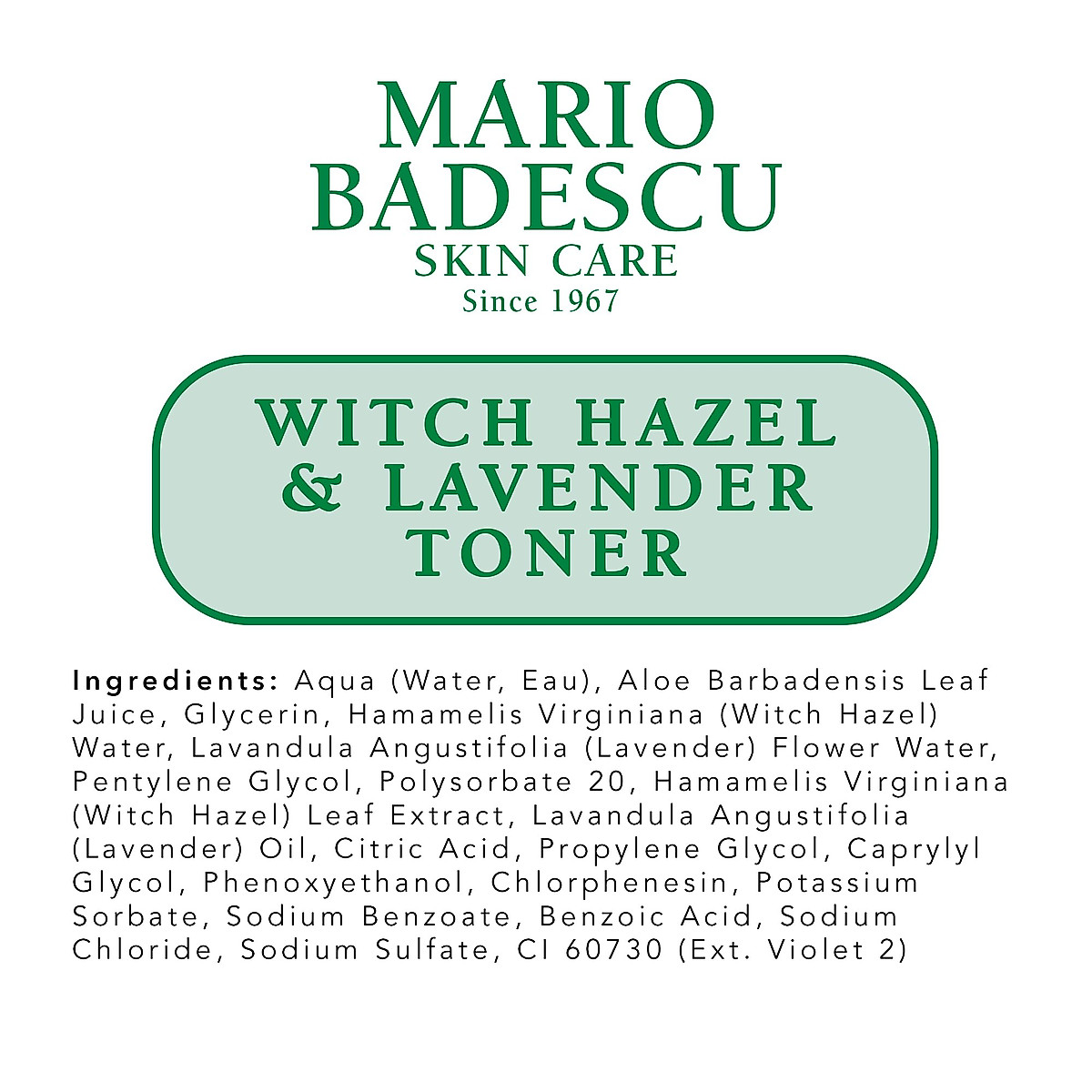 Mario Badescu Alcohol Free Witch Hazel and Lavender Facial Toner for Aging Skin, Infused with Aloe Vera, Face Toner for Combination or Dry Skin, 8 Fl Oz