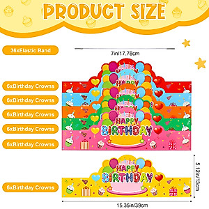Yunsailing 36 Pcs Colorful Party Crowns - Classroom Gifts and Birthday Hats for Kids