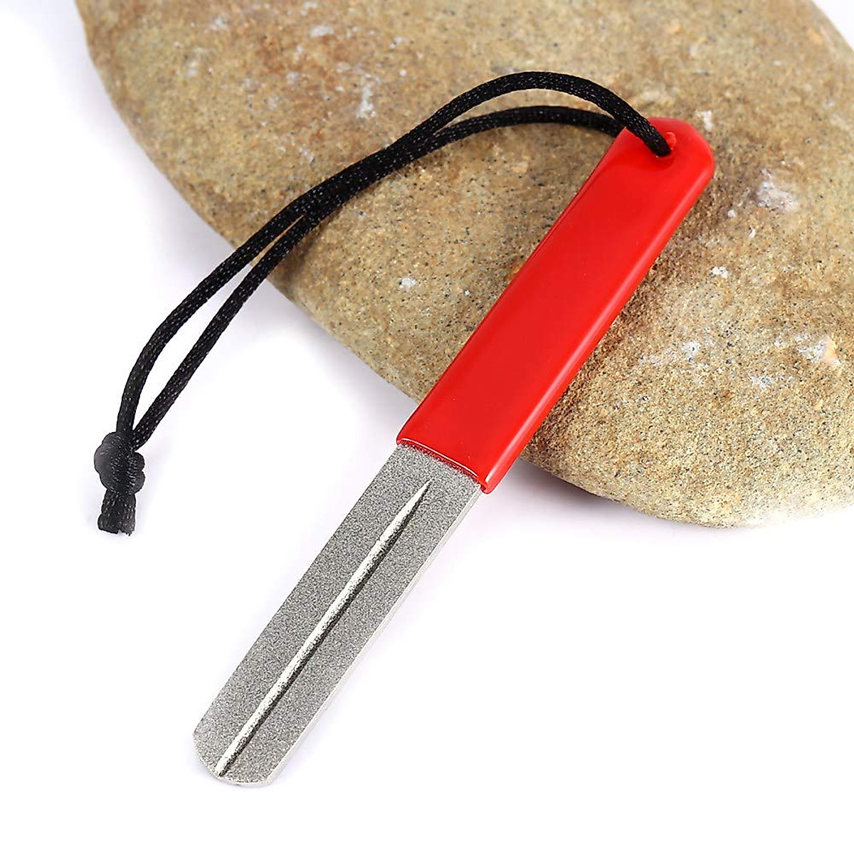 Hook Sharpener, Durability Hook Whetstone Fish Hook Sharpening File Tool Accessory For Outdoor Fishing(Dual Grooving-red)