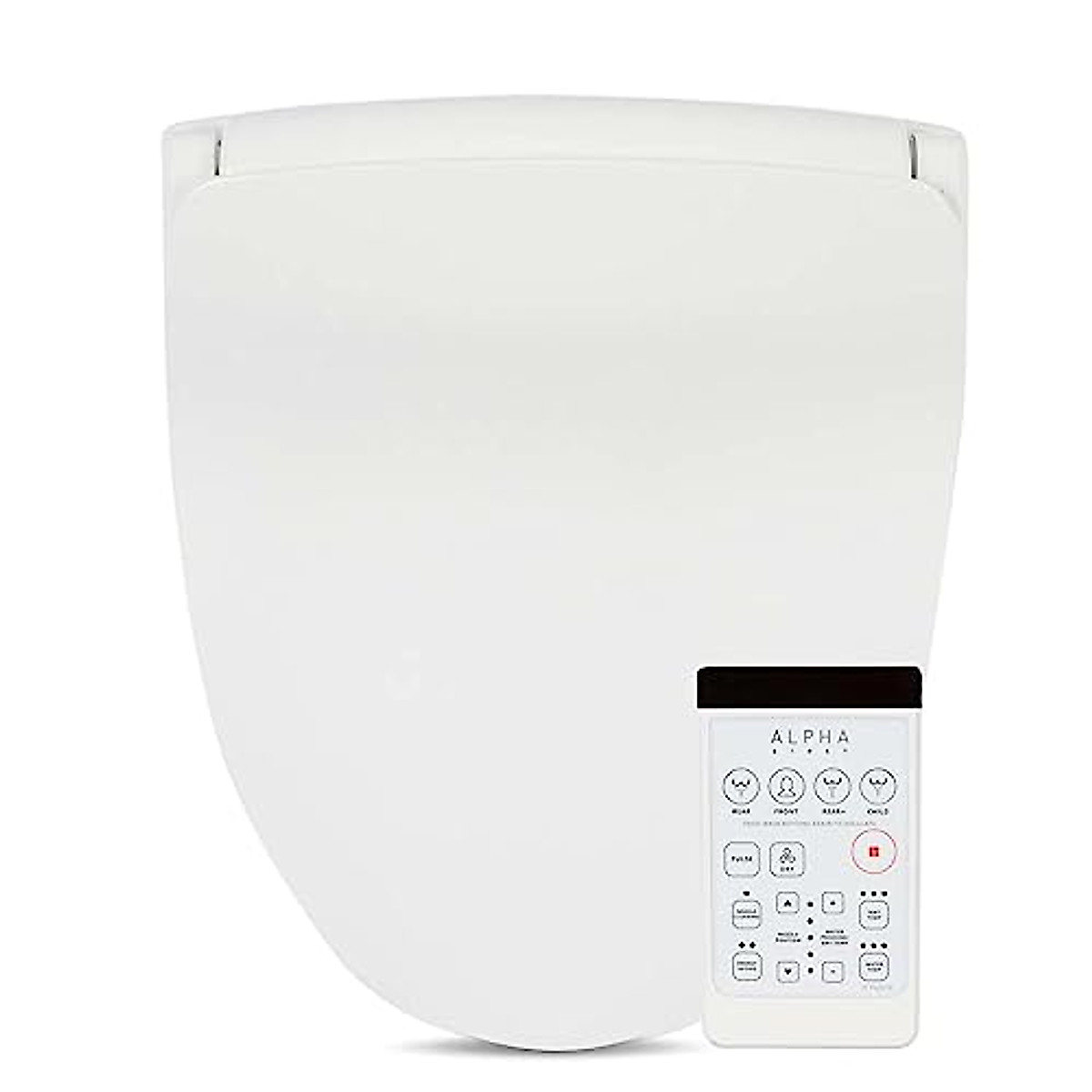 ALPHA BIDET iX Hybrid Bidet Toilet Seat in Round White-Endless Warm Water-Stainless Steel Nozzle-4 Wash Functions-LED Nightlight-Warm Air Dryer-Wireless Remote-Oscillation and Pulse