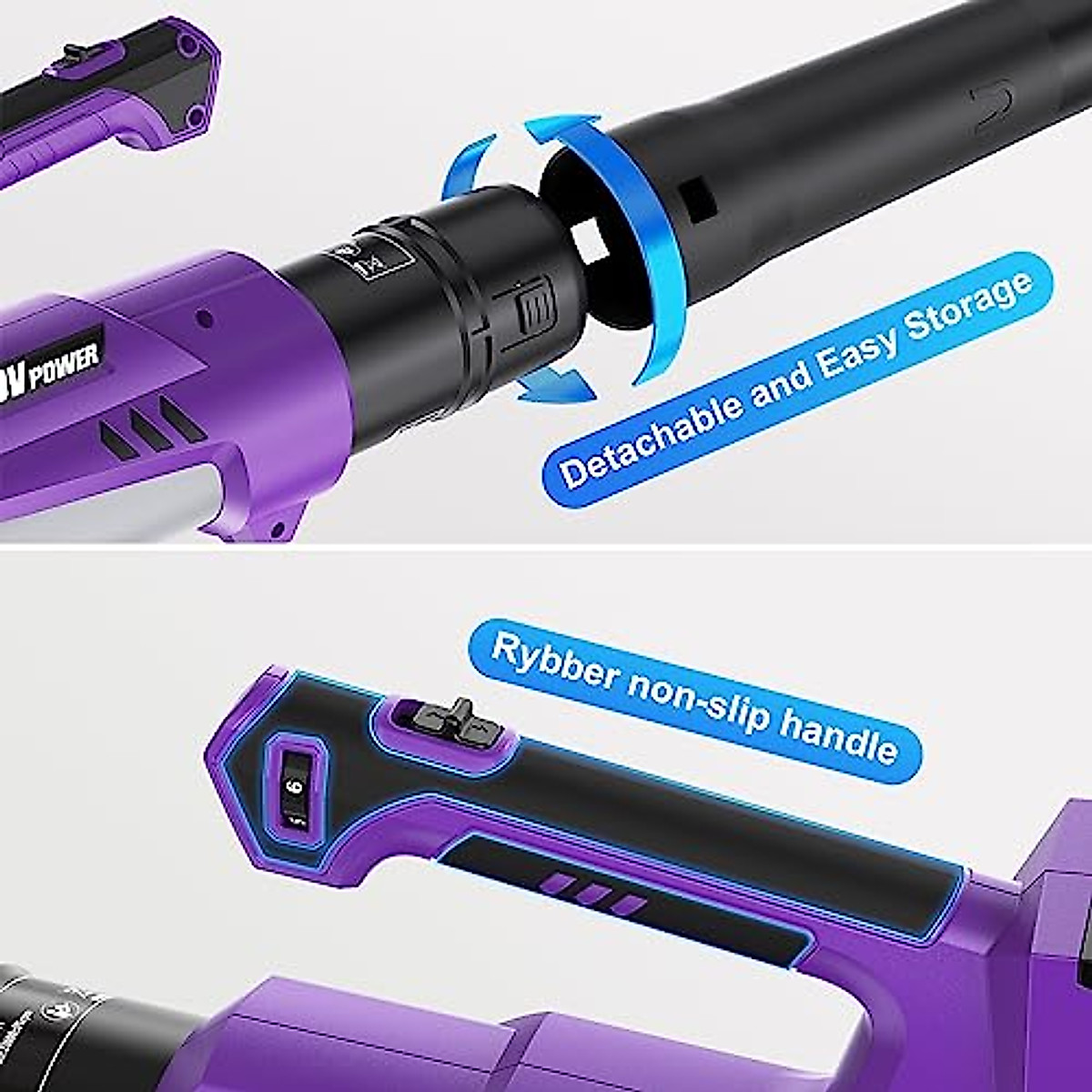 VANPORE Electric Leaf Blower Cordless：580 CFM 6-Gear Wind Speed Regulation with 4.0Ah Battery Powered，Electric Blower for Lawn Care, Yard, Grass, Patio, Blowing Leaves and Snow