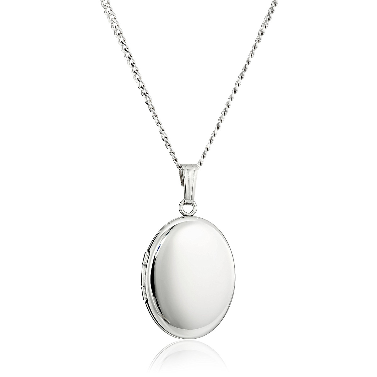 Amazon Essentials Sterling Silver Polished Oval Locket Necklace, 18" (previously Amazon Collection)