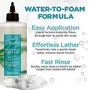 Carol’s Daughter Wash Day Delight Love at First To Foam Sulfate Free Shampoo with Aloe and Micellar Water, Paraben Free, Silicone Free, Micellar Shampoo for Kinky, Curly Hair, 16.9 fl oz