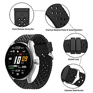 Anbeer Fluororubber Watch Band,22mm Quick Release Watch Strap for Men and Women,Black with Silver Buckle