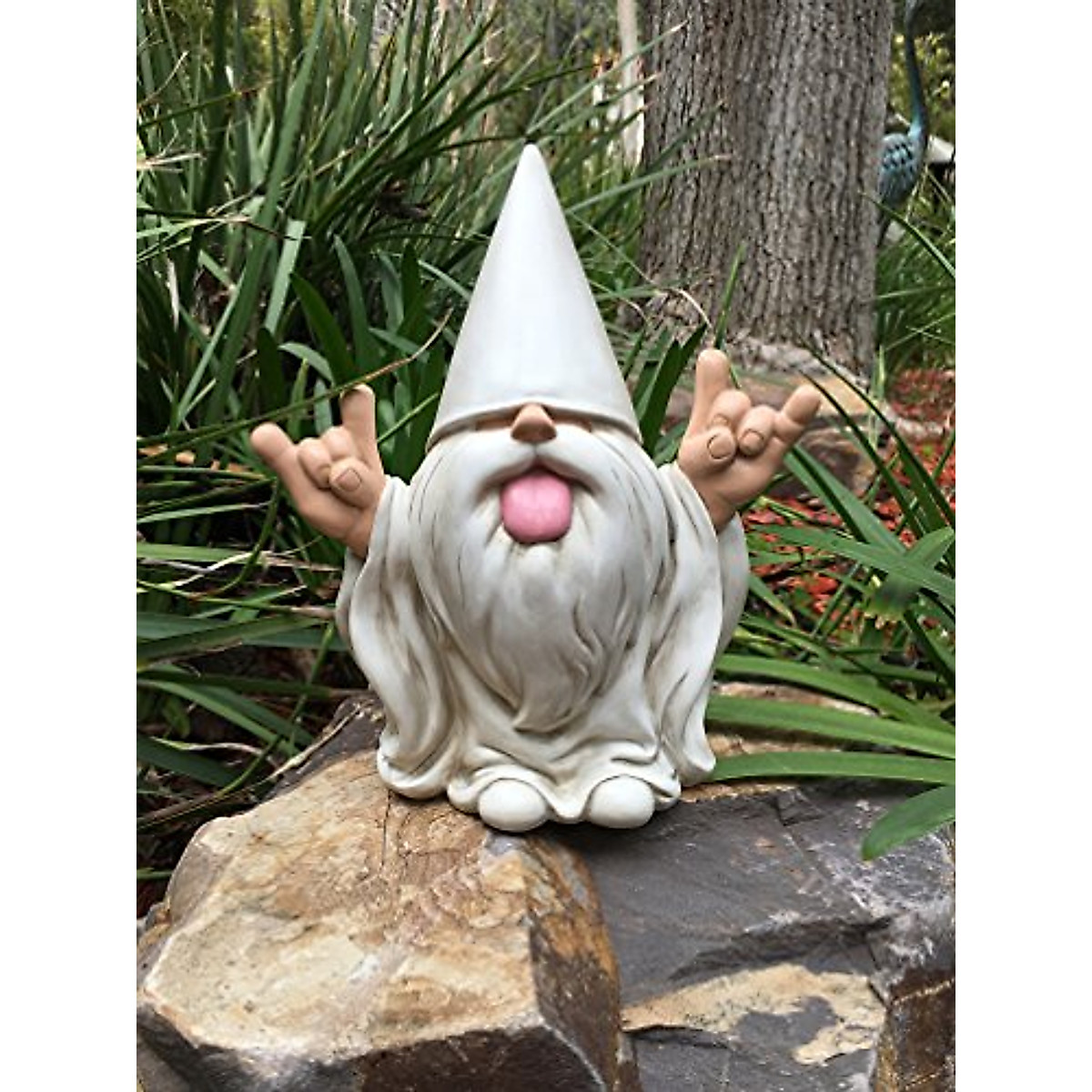 GlitZGlam Rocker Gnome – “George” – This Gnome Will Rock Your Fairy Garden and Garden Gnomes 10 Inches Tall Garden Gnome Figurine