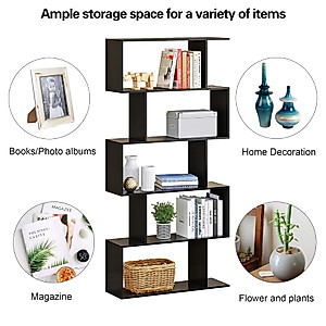 HOMEFORT Pack of 2 Geometric Bookshelf,5-Tier Modern Bookcase, Set of 2 Open Shelf and Room Divider, Freestanding Display Storage Organizer, Decorative Shelving Unit for Home Office and Living Room